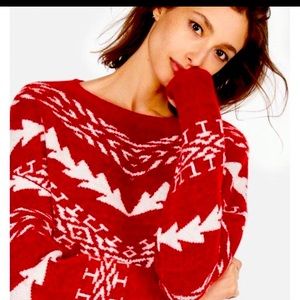 Express | Sweaters | Express Red Holiday Geometric Pullover Sweater Nwt ...